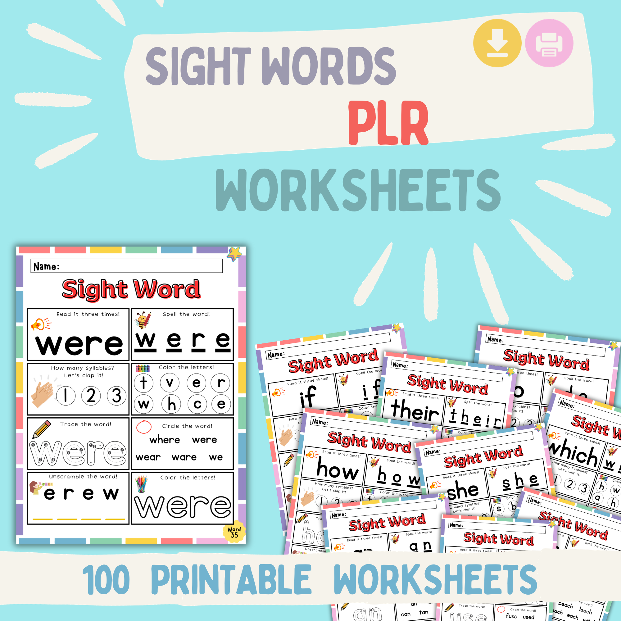 Sight Words Worksheets – Think Big Dream Big Publishing